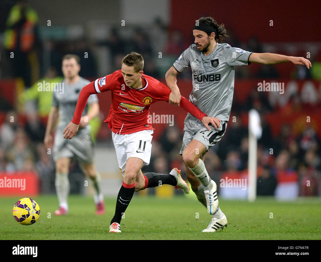 Manchester United's Adnan Januzaj (left) and Burnley's George Boyd ...