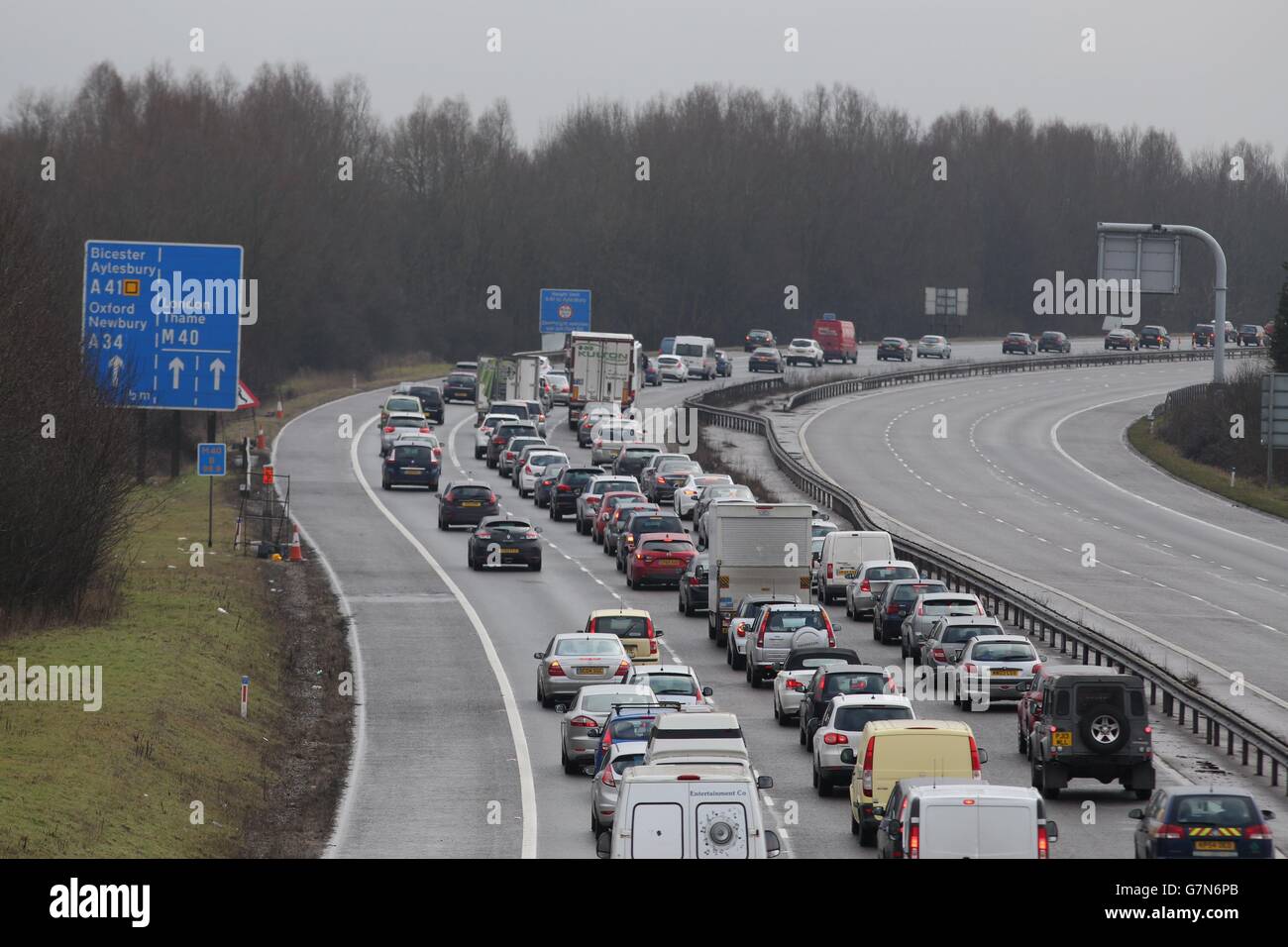 The Tailback caused by a multiple car crash on the M40 motorway near ...