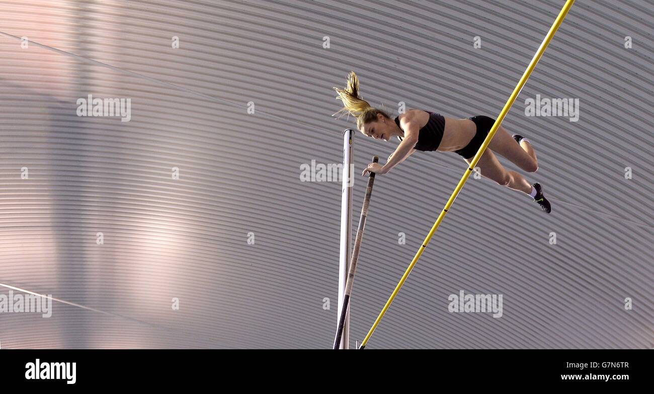 Sally Peake on her way to winning gold in the Womens Pole Vault, during ...