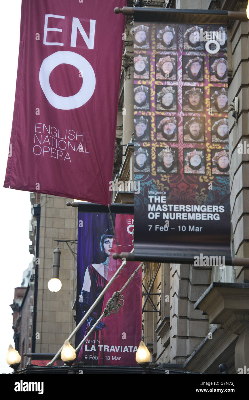 Banners advertising current operas being peformed by english national ...