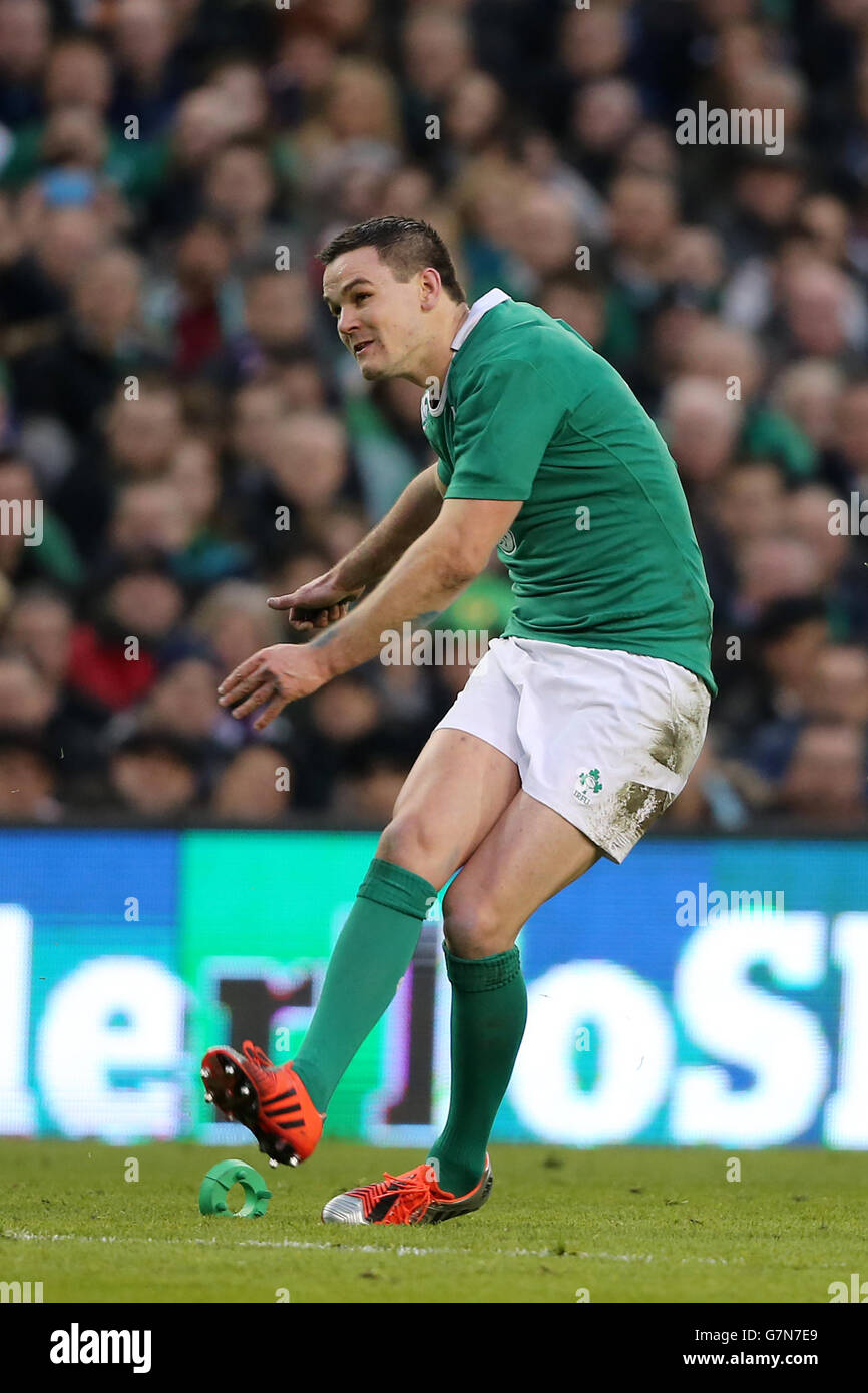 Irelands Johnny Sexton Kicks A Penalty During The 6 Nations Match At