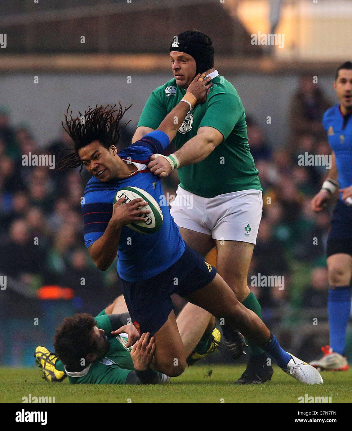France's Teddy Thomas Ireland's Jared Payne and Mike Ross (right ...