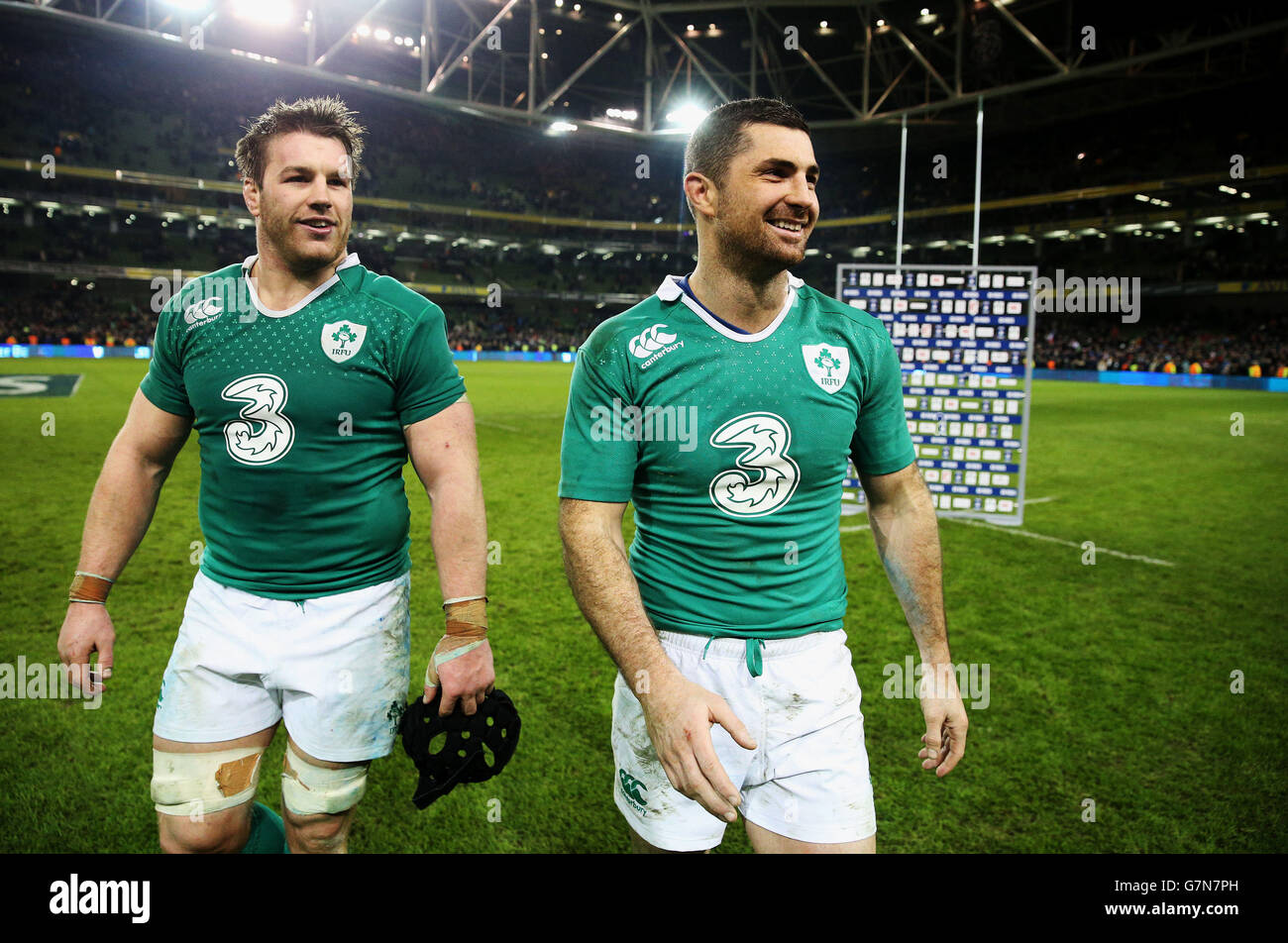 Ireland's Sean O'Brien (left) and Rob Kearney after the 6 Nations match ...