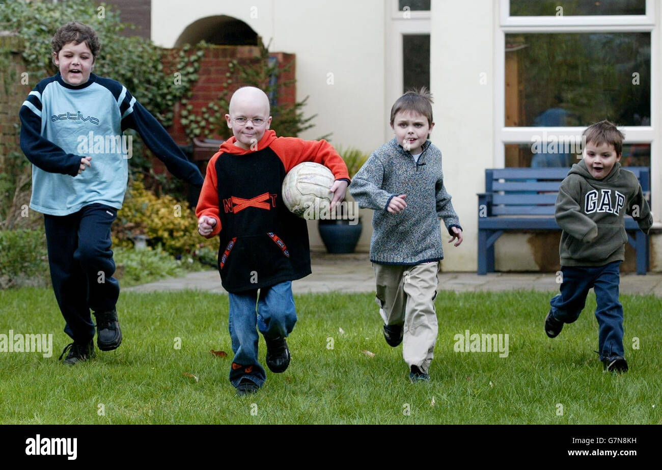 Daniel Hartley, 8 (second from left) is re-united with his brothers ...