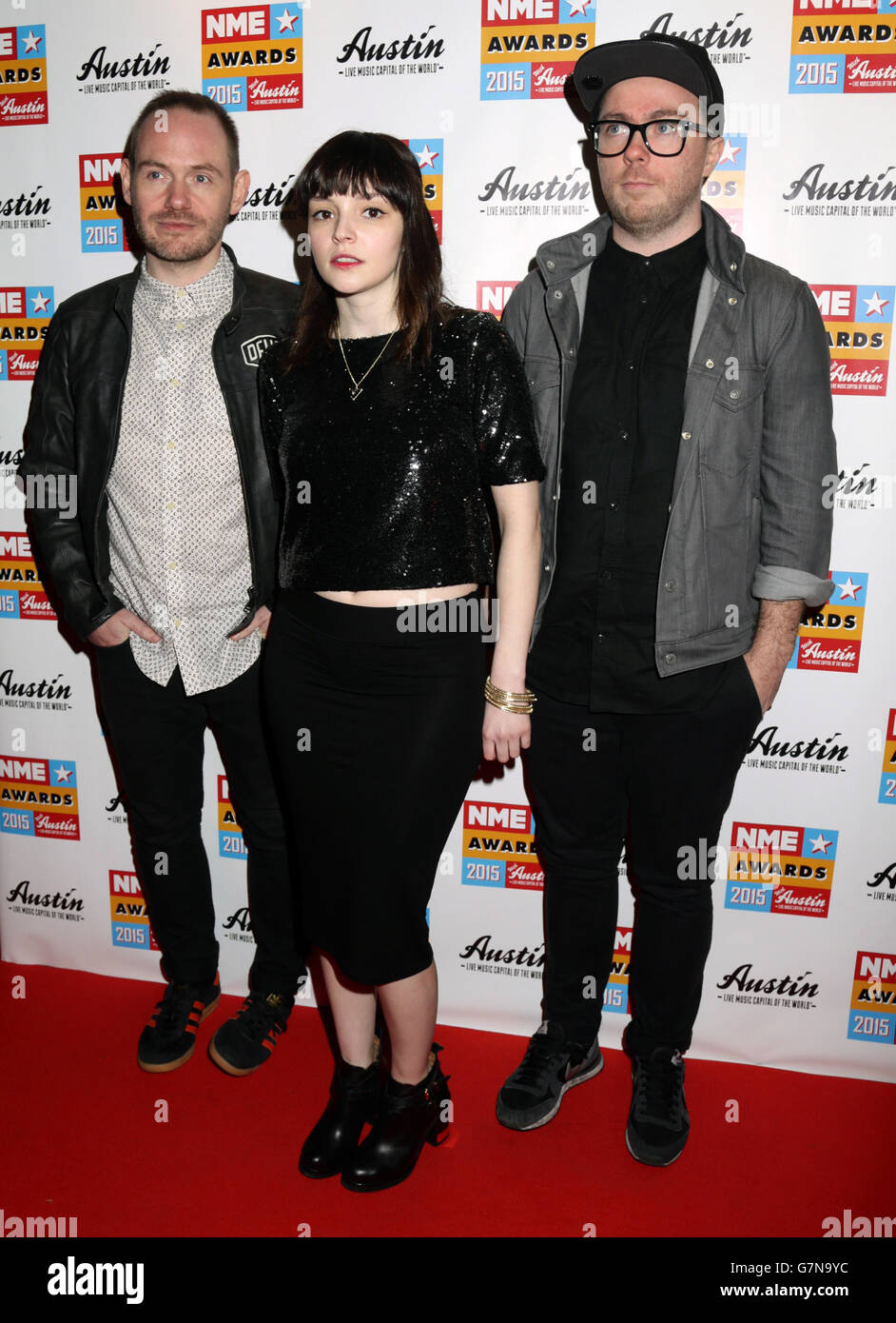 (left to right) Iain Cook, Lauren Mayberry and Martin Doherty of ...