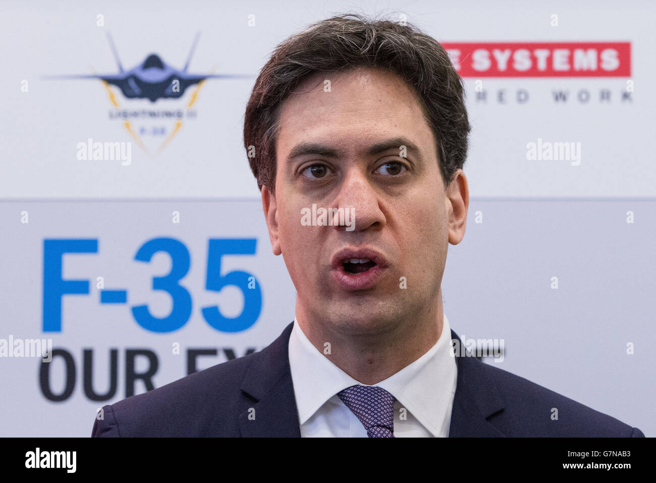 Ed Miliband visit to BAE Systems - Samlesbury Stock Photo - Alamy