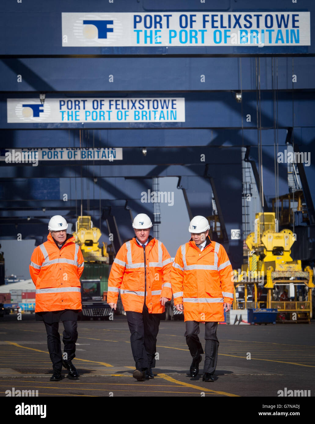 Prime Minister David Cameron is shown around the Port of Felixstowe in ...