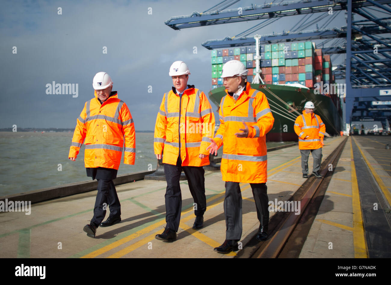 Prime Minister David Cameron is shown around the Port of Felixstowe in ...