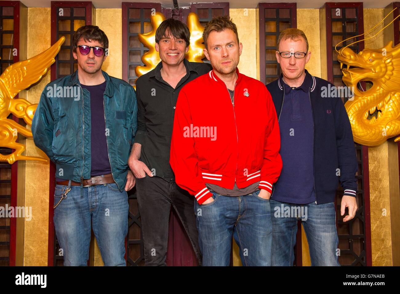 Blur (left to right) Graham Coxon, Alex James, Damon Albarn and Dave ...