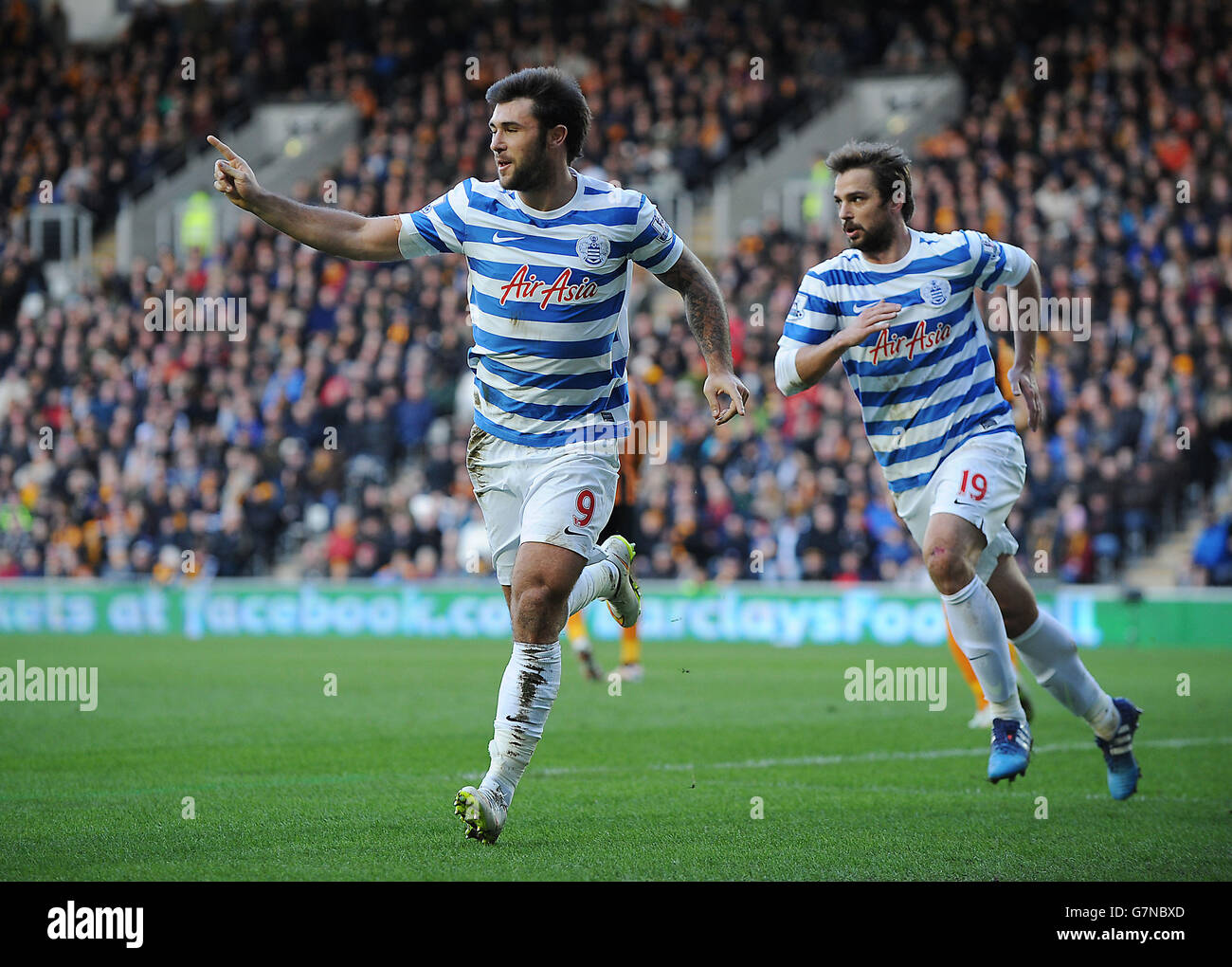QPR's Charlie Austin celebrates the first goal for QPR during the ...