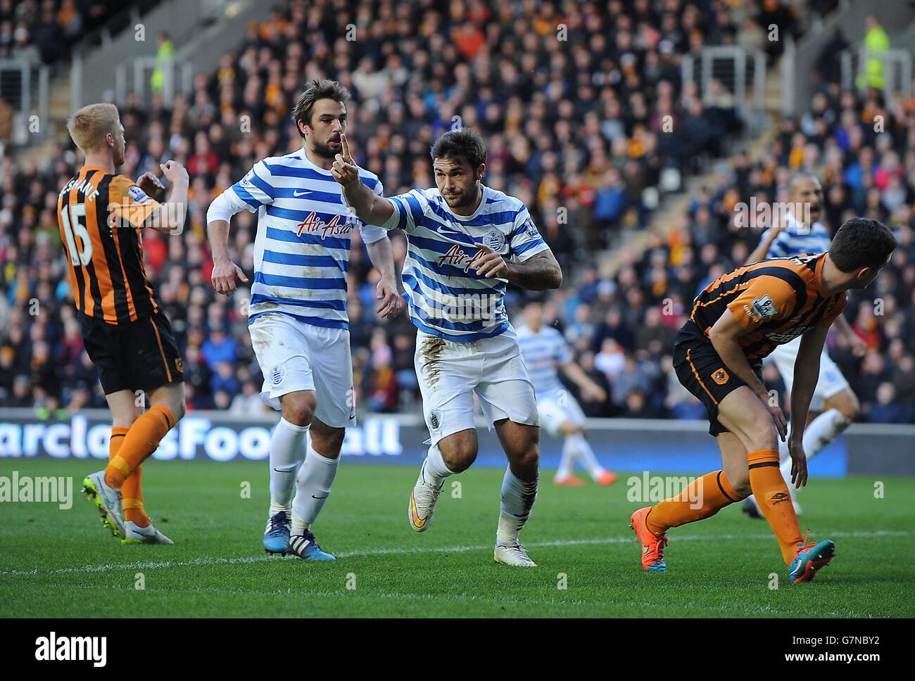 Queens Park Rangers' Charlie Austin celebrates scoring his teams first ...