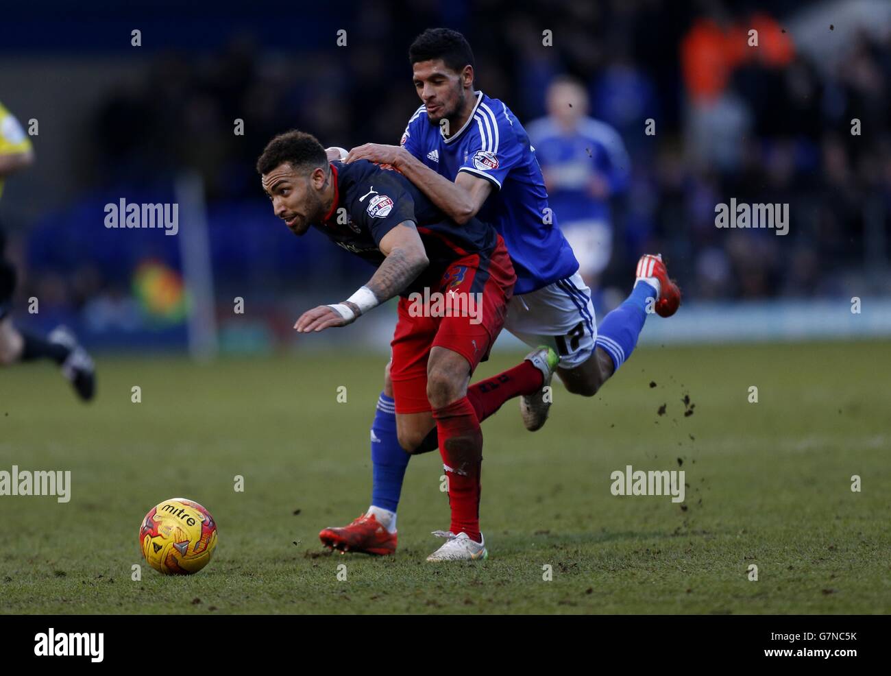 Ipswich Town's Kevin Bru and Reading's Danny Williams (left) battle for ...