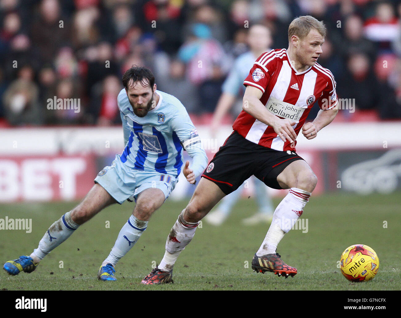 Sheffield United's Jay McEveley and Coventry City's Jim O'Brien (left ...