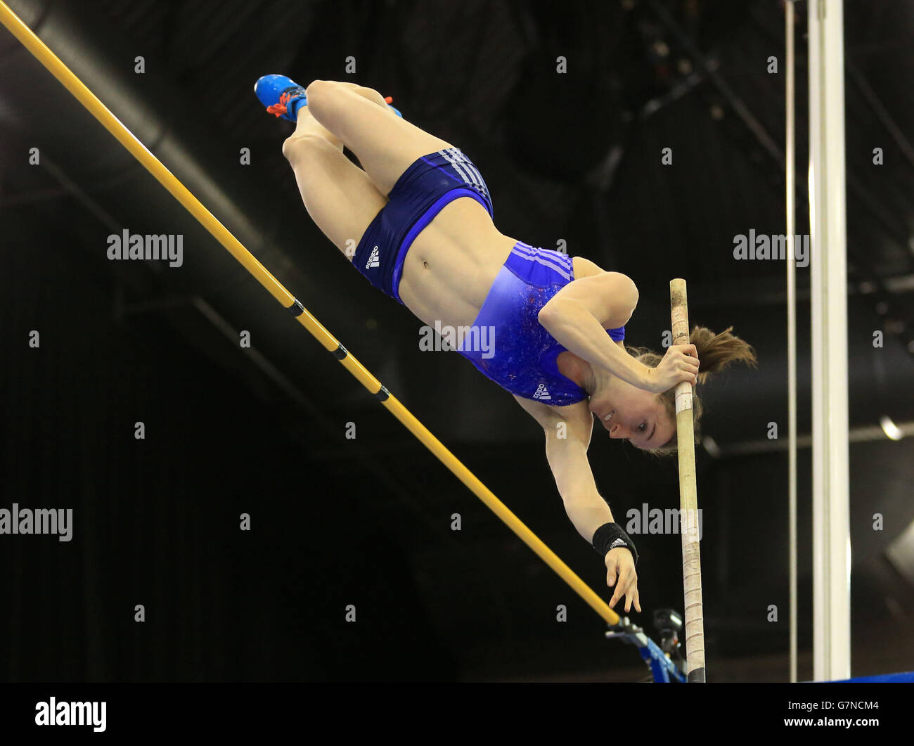 Switzerland's Nicole Buchler in the women's pole vault during the ...