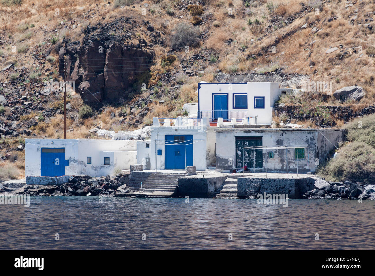 Whitewashed Houses Thirasia Santorini Greece Stock Photo - Alamy