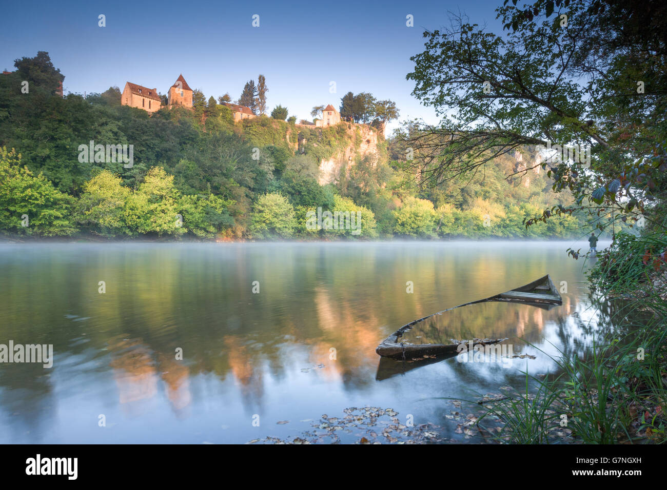 A sunken wooden boat Carsac Dordogne France Stock Photo - Alamy