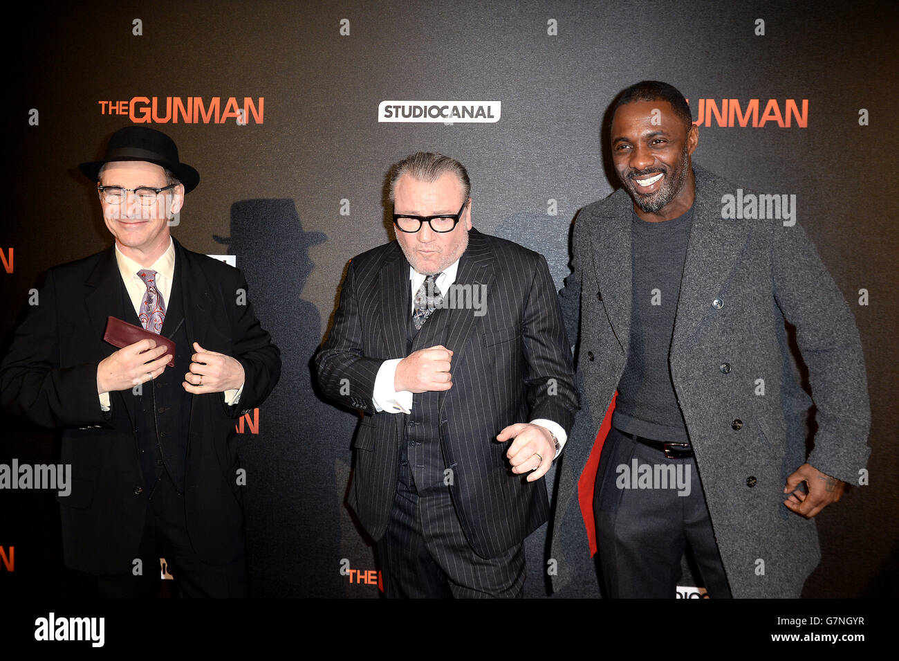 (left to right) Mark Rylance, Ray Winstone and Idris Elba attend the ...