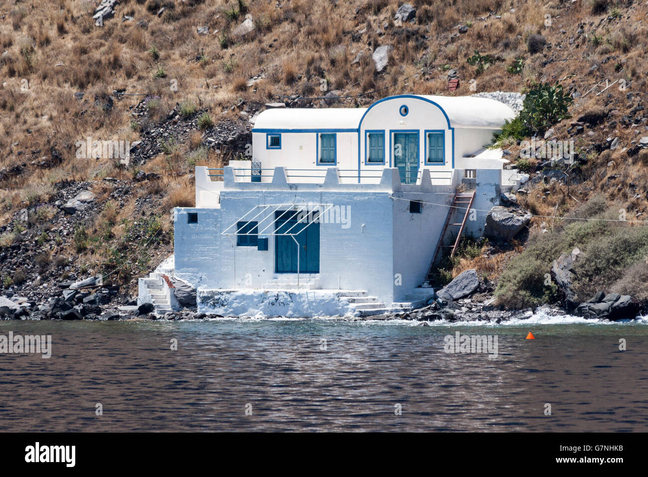 Whitewashed Houses Thirasia Santorini Greece Stock Photo - Alamy