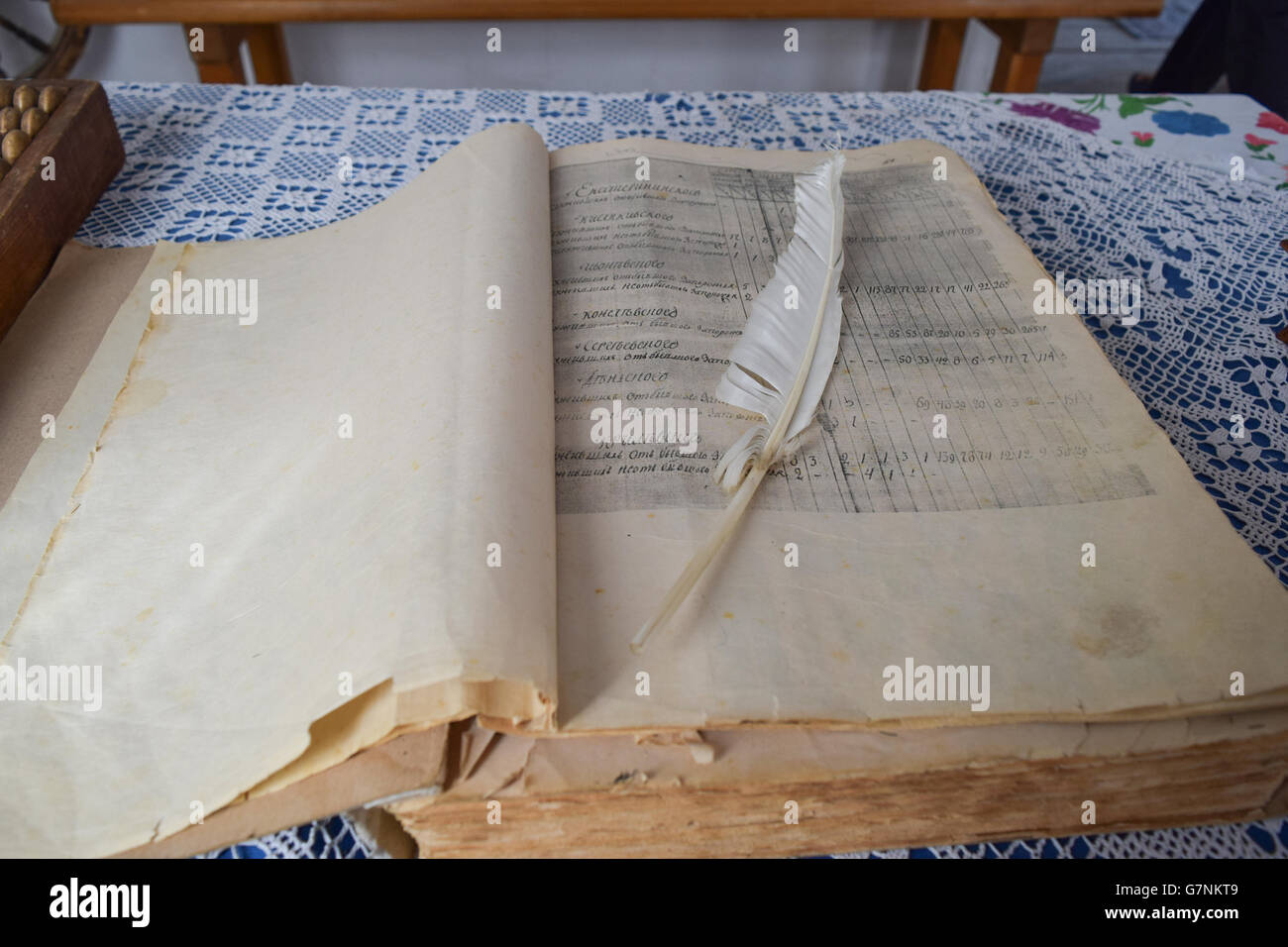 An old book and quill pen accountant. Entries in the ledger accountant ...