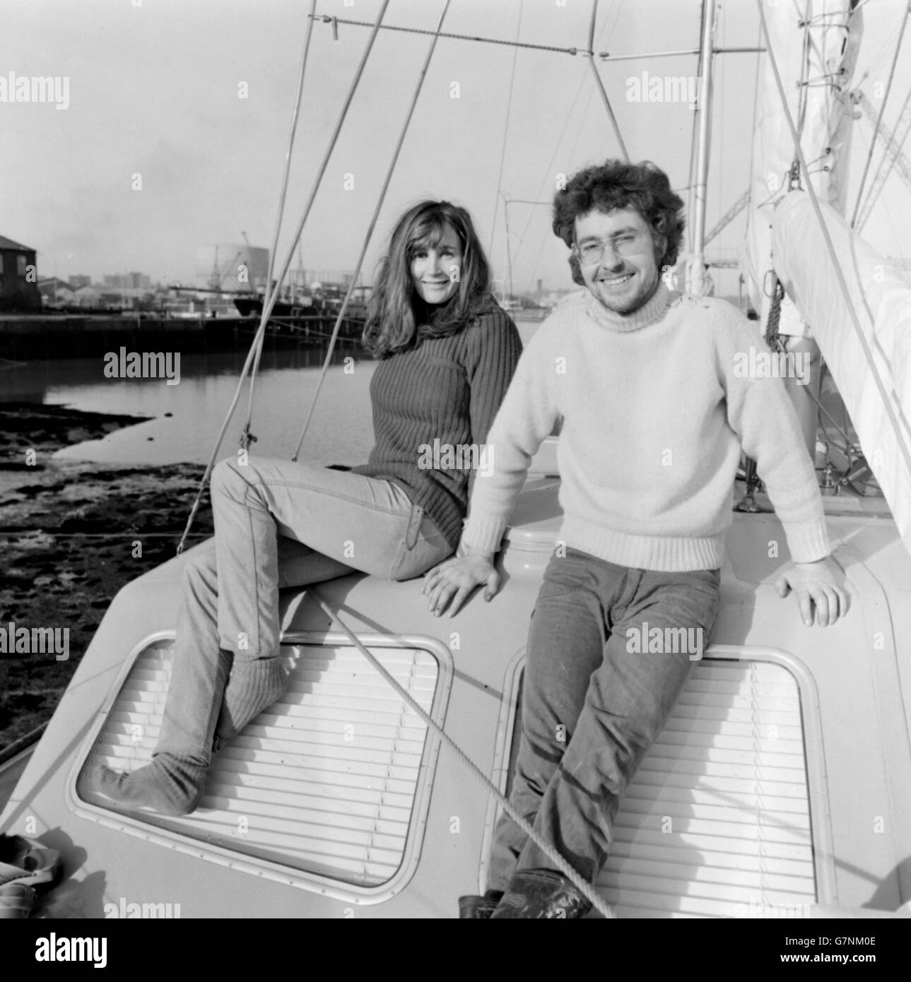 Colin Swale 34, and his wife Rosie, 26, before sailing from Southampton ...