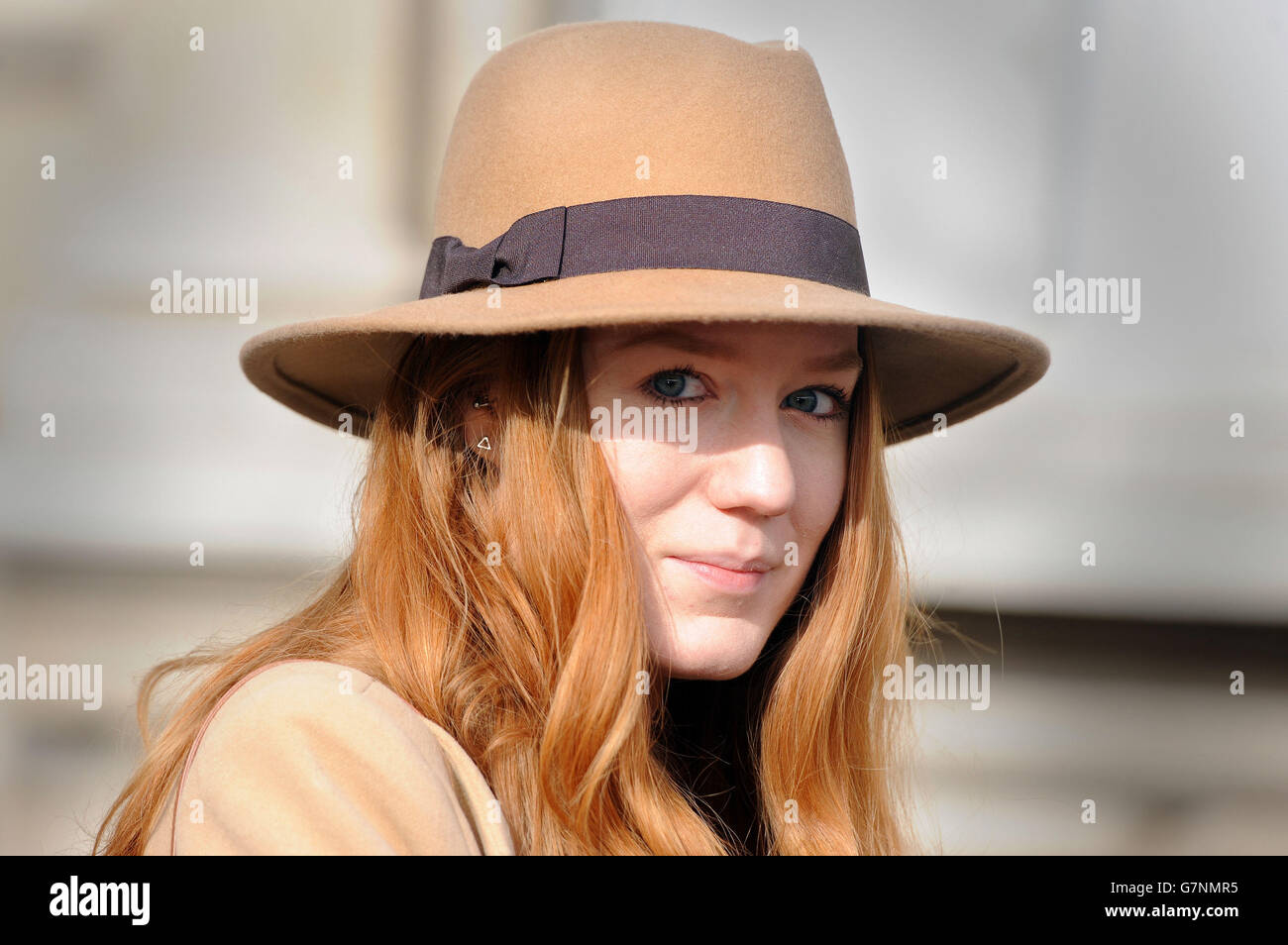 Sarah nunn wears hat by primark somerset house hi-res stock photography ...