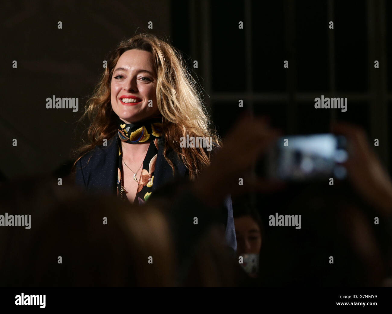 Designer Alice Temperley on the catwalk at the end of her London Autumn ...