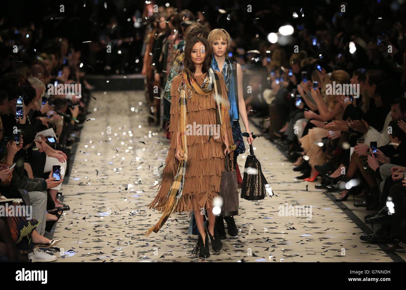 Models on the catwalk at the Burberry Prorsum Autumn/Winter 2015 show ...