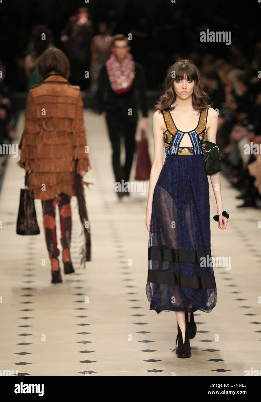 Models on the catwalk at the Burberry Prorsum Autumn/Winter 2015 show ...