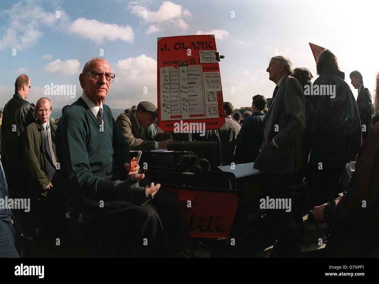 Horse Racing, Cheltenham Races. A bookie at the Cheltenham races today ...