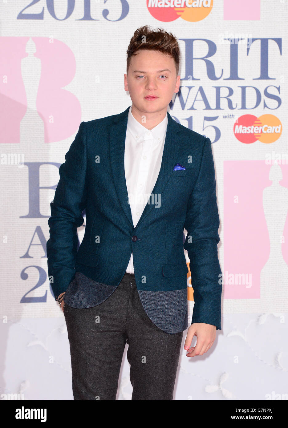 Conor Maynard arriving for the 2015 Brit Awards at the O2 Arena, London ...