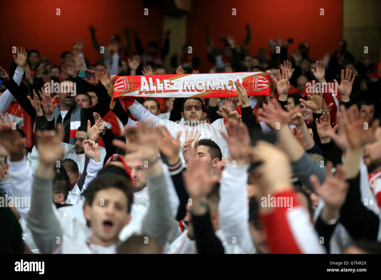 Monaco fans show their support in the stands hi-res stock photography ...
