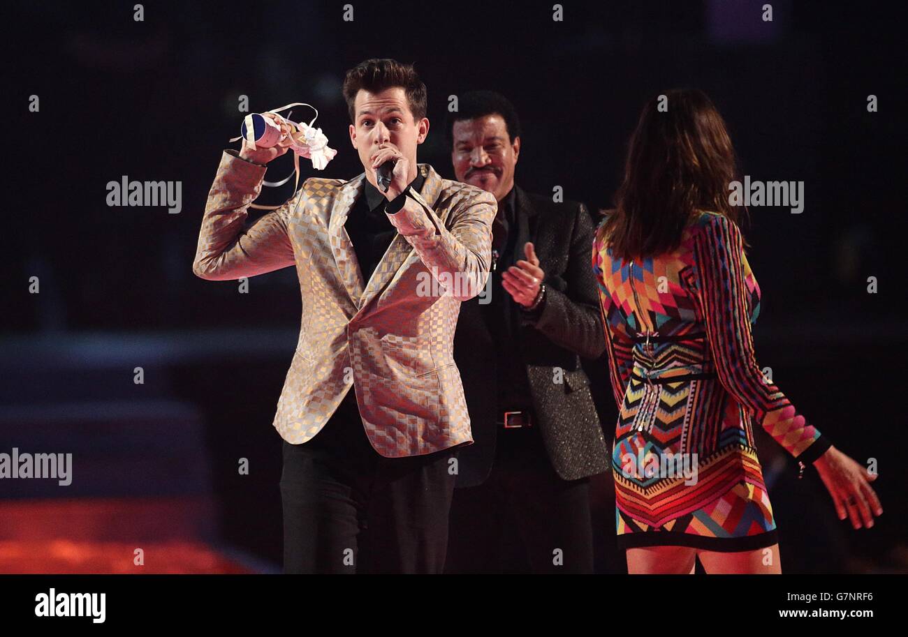 Mark Ronson collects the Single of the Year Award on stage during the ...