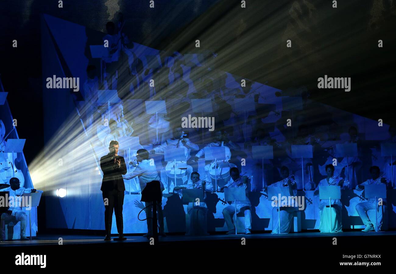 Sam Smith performs on stage during the 2015 Brit Awards at the O2 Arena ...