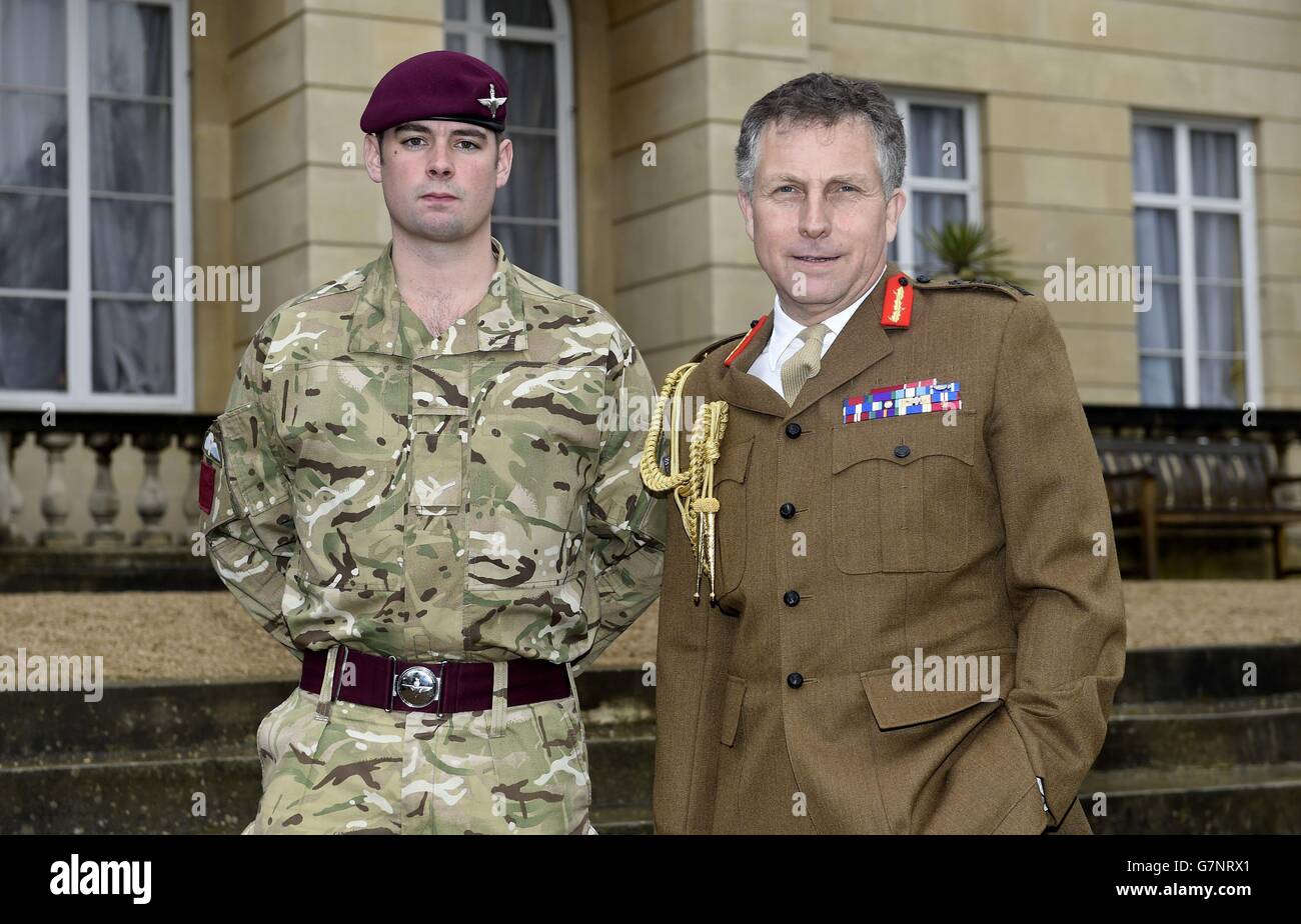 Lance Corporal Joshua Mark Leakey of the Parachute Regiment with Chief of the General Staff ...