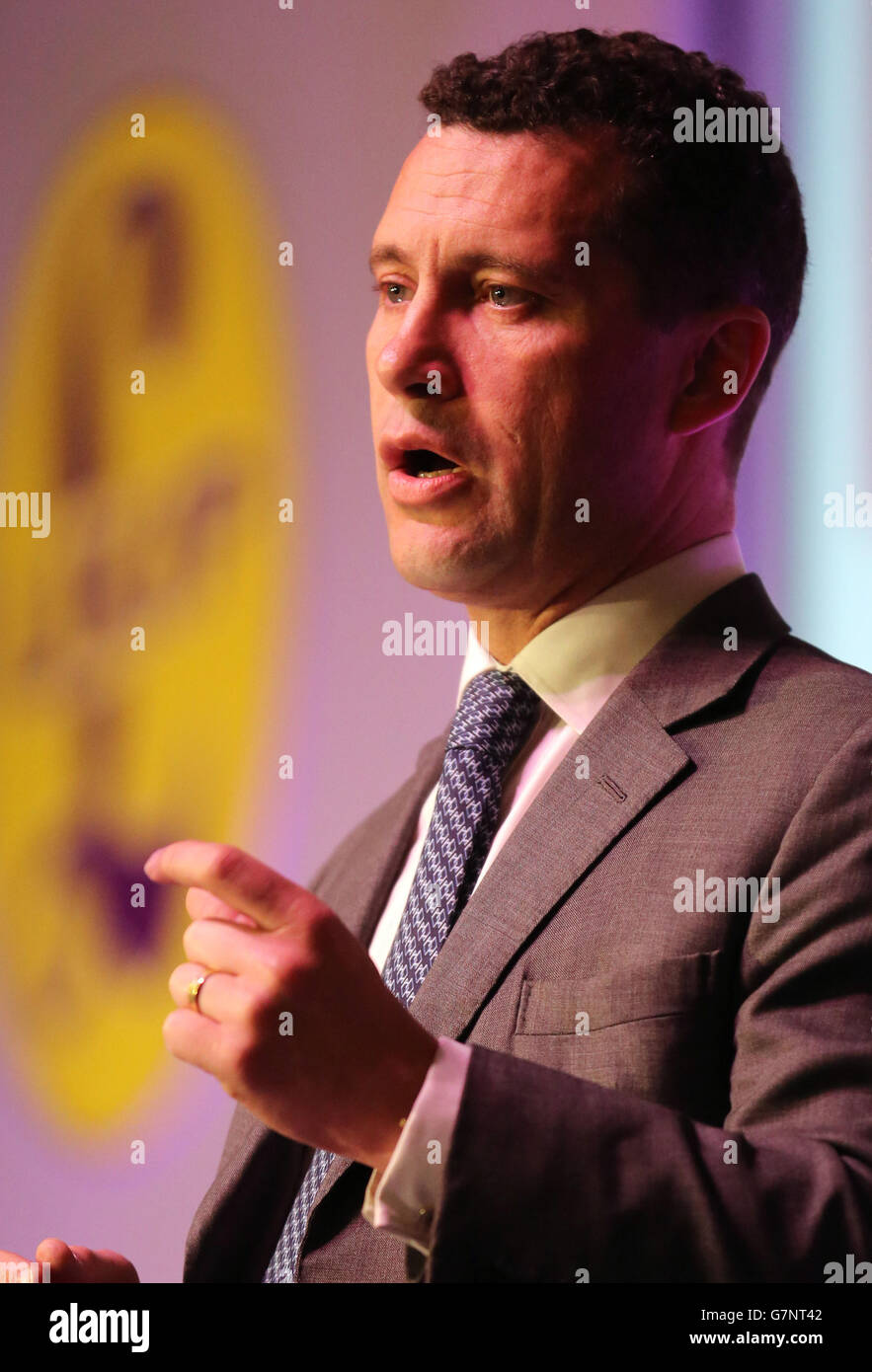 Steven Woolfe, MEP, makes a speech during the Ukip spring conference ...