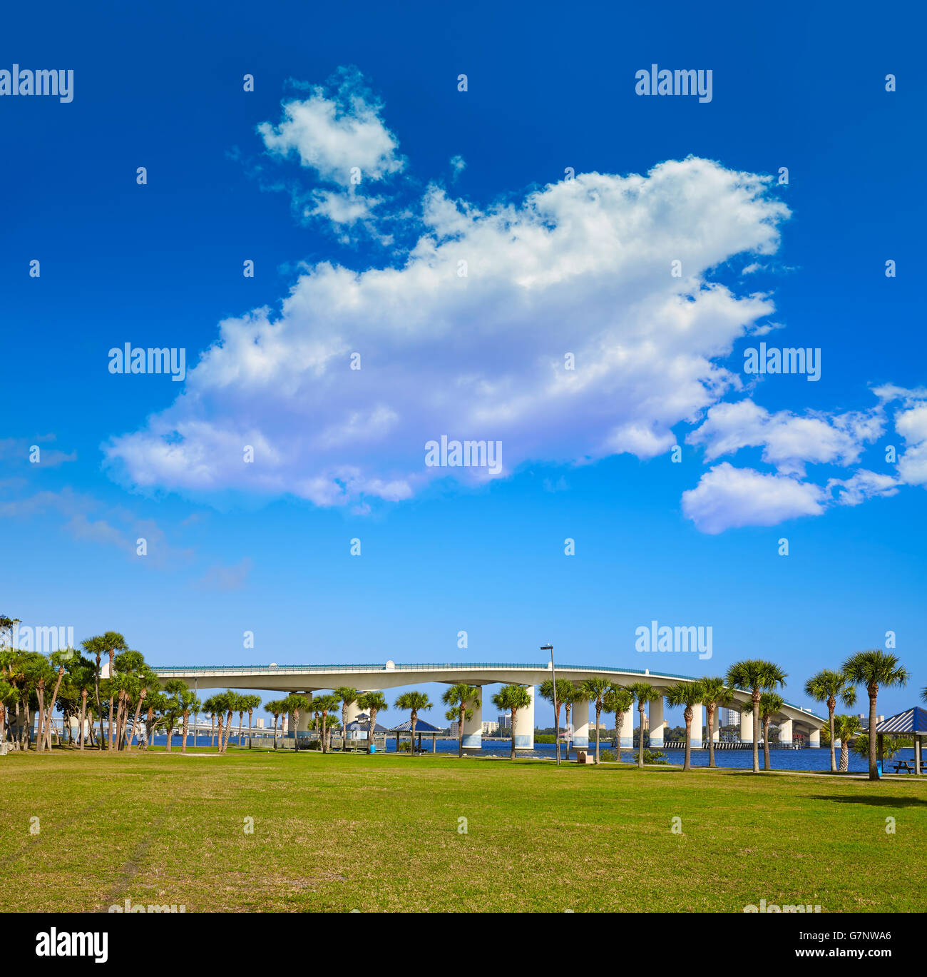 Daytona Beach Halifax river in Florida bridge and park USA Stock Photo ...