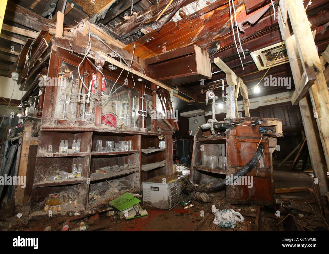 The bar area in the Clutha bar in Glasgow which was largely destroyed ...