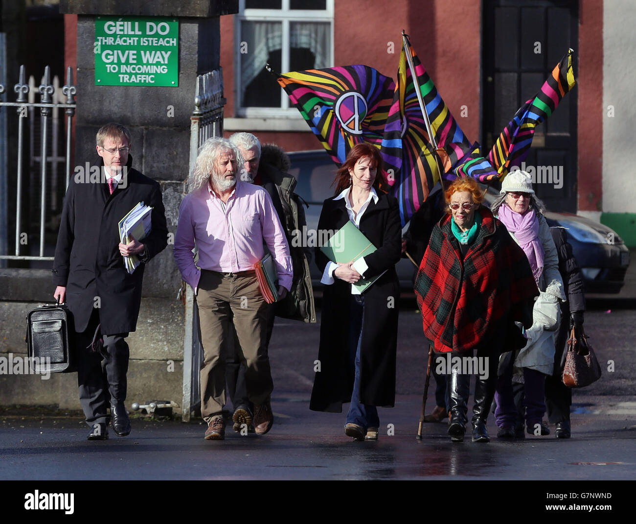 L-R Solicitor Gareth Noble, Independent TDs Mick Wallace and Clare Daly ...