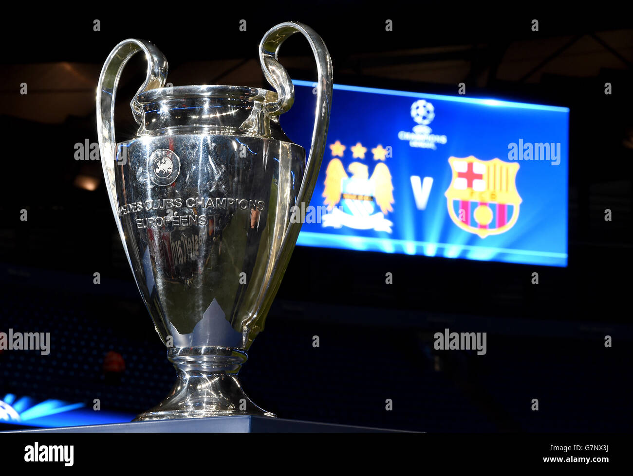 The uefa champions league trophy on display hi-res stock photography ...