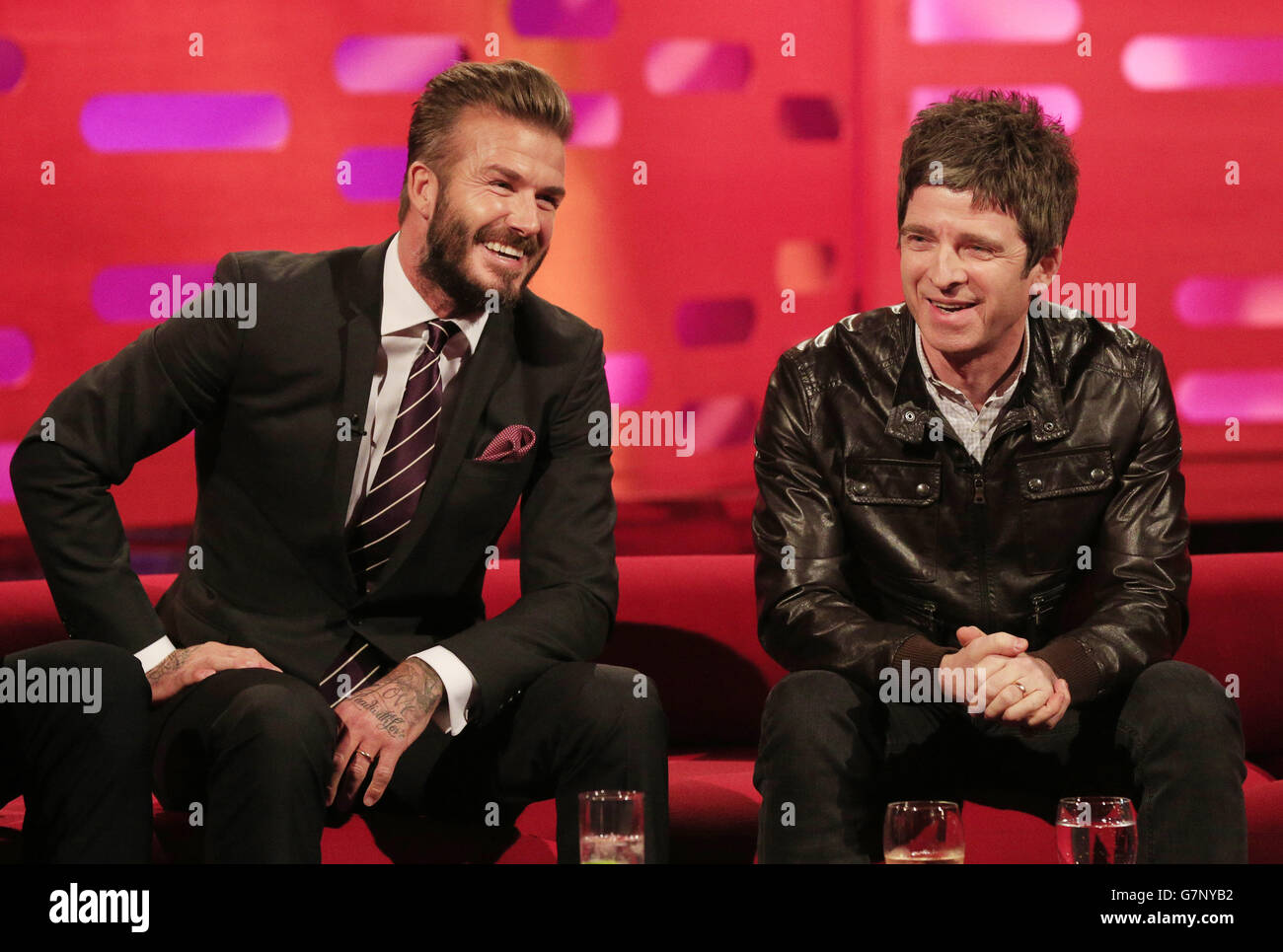 David beckham noel gallagher filming graham norton show london studios ...