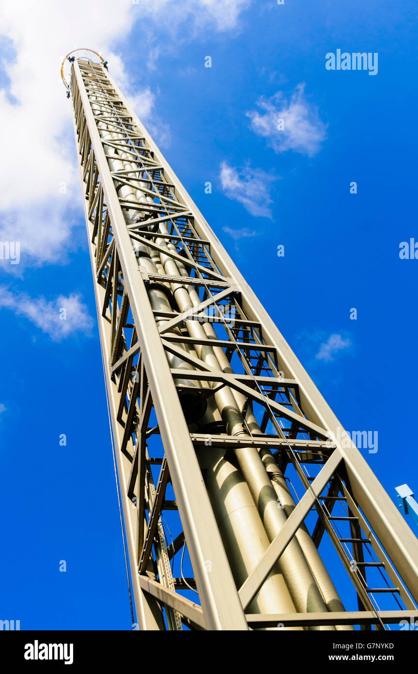 Tall tower of a ride in Tivoli Garden amusement park and pleasure ...