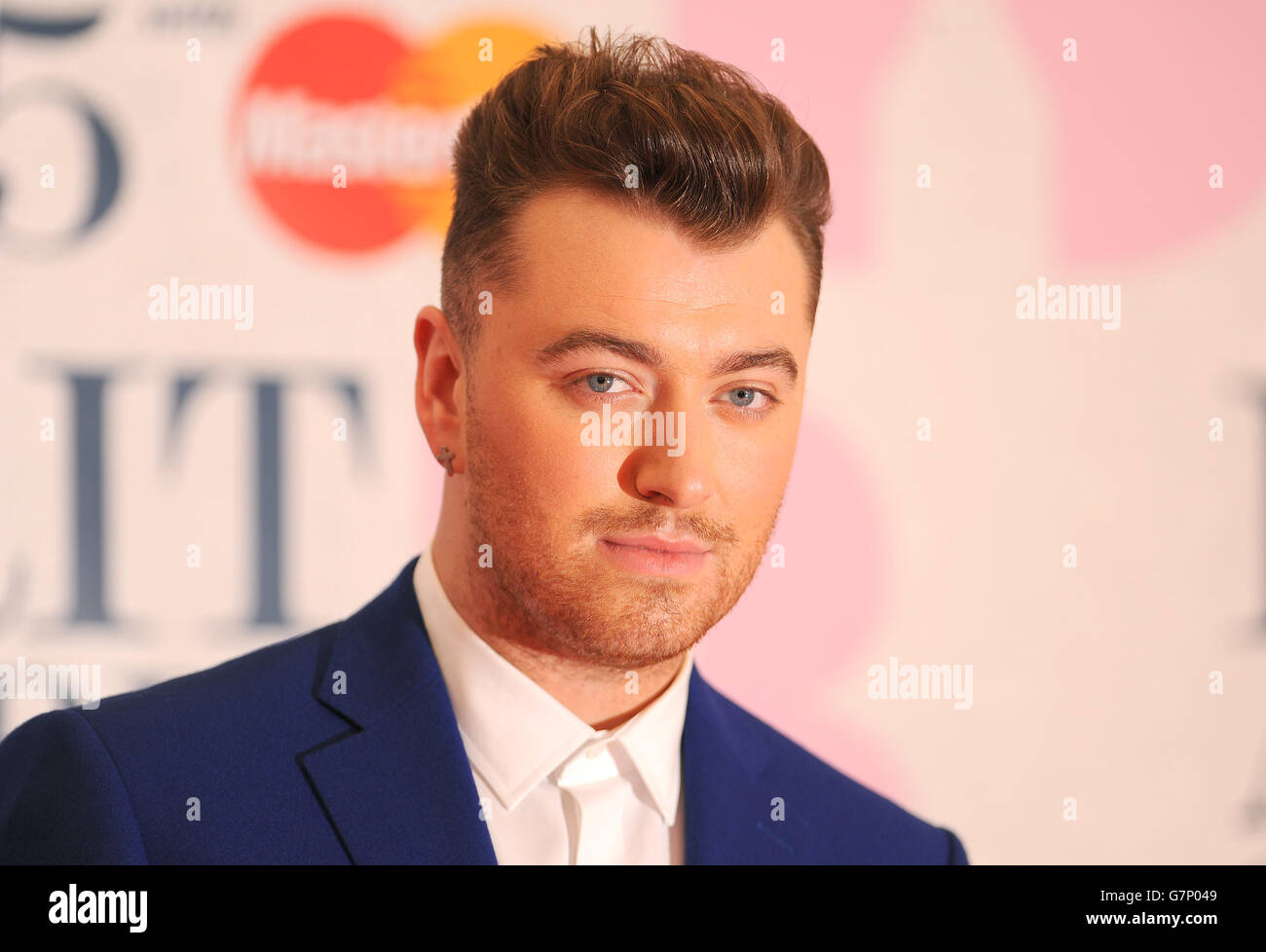 Sam Smith arriving for the 2015 Brit Awards at the O2 Arena, London ...