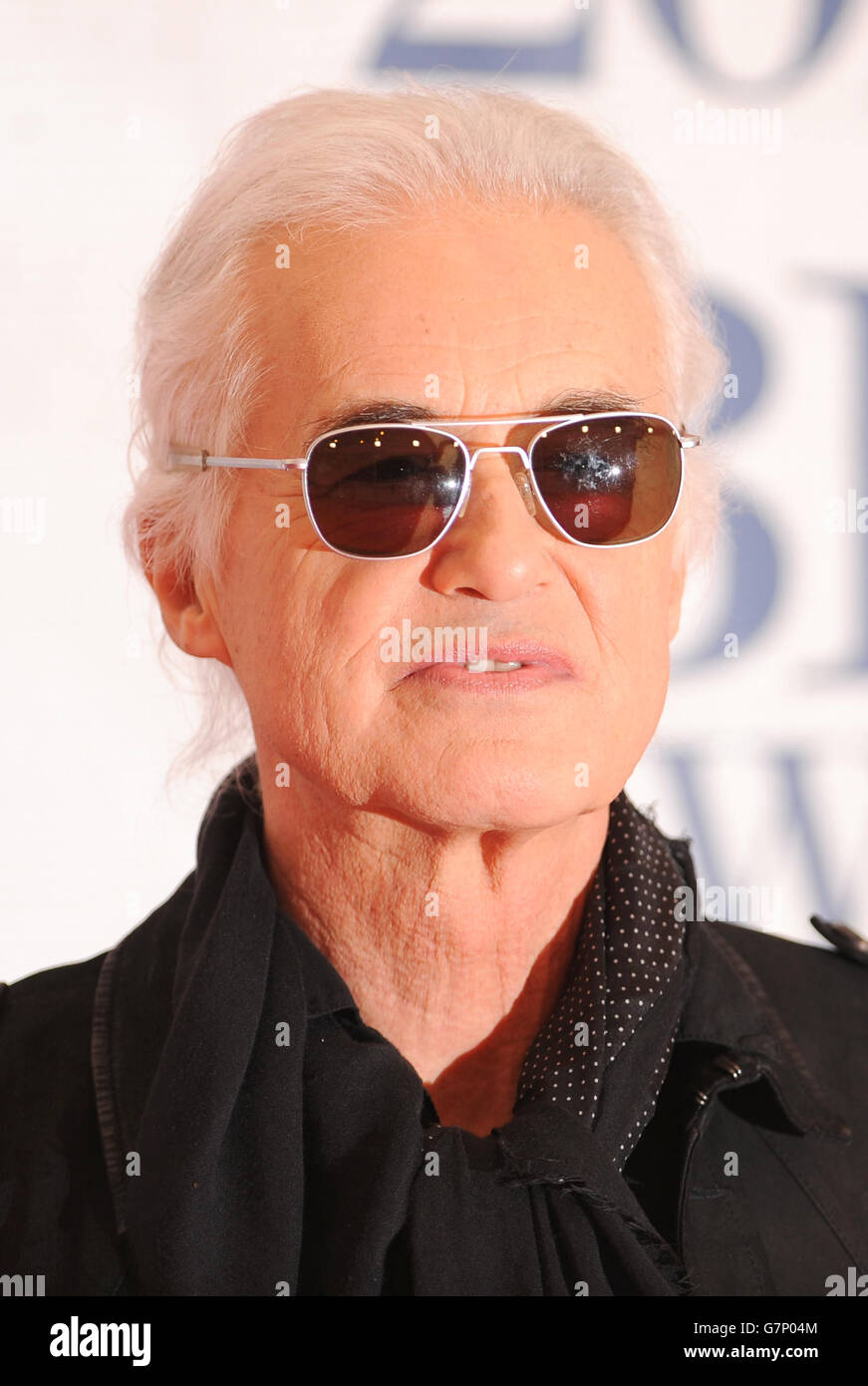 Jimmy Page arriving for the 2015 Brit Awards at the O2 Arena, London ...
