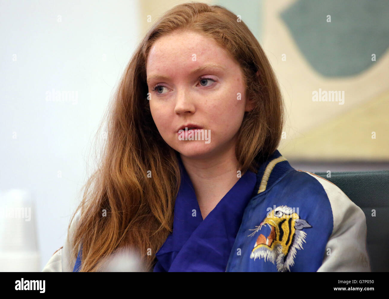 Lily Cole speaks during a fashion question and answer session during ...
