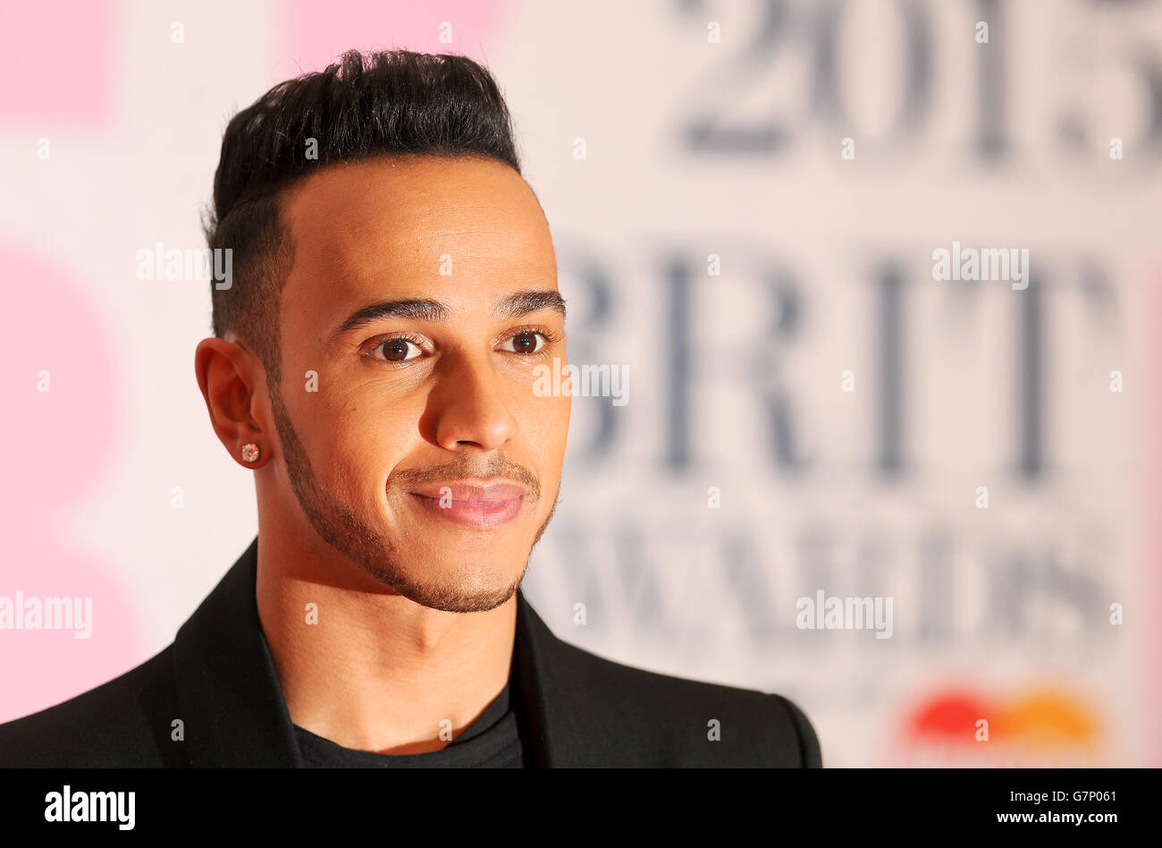 Lewis Hamilton arriving for the 2015 Brit Awards at the O2 Arena ...