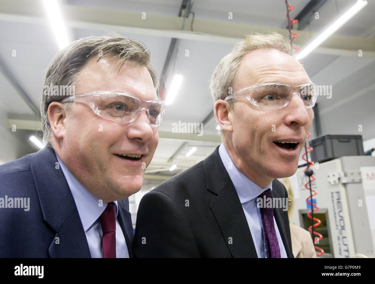 Shadow Chancellor Ed Balls and Scottish Labour Leader Jim Murphy (right) during a visit to ...