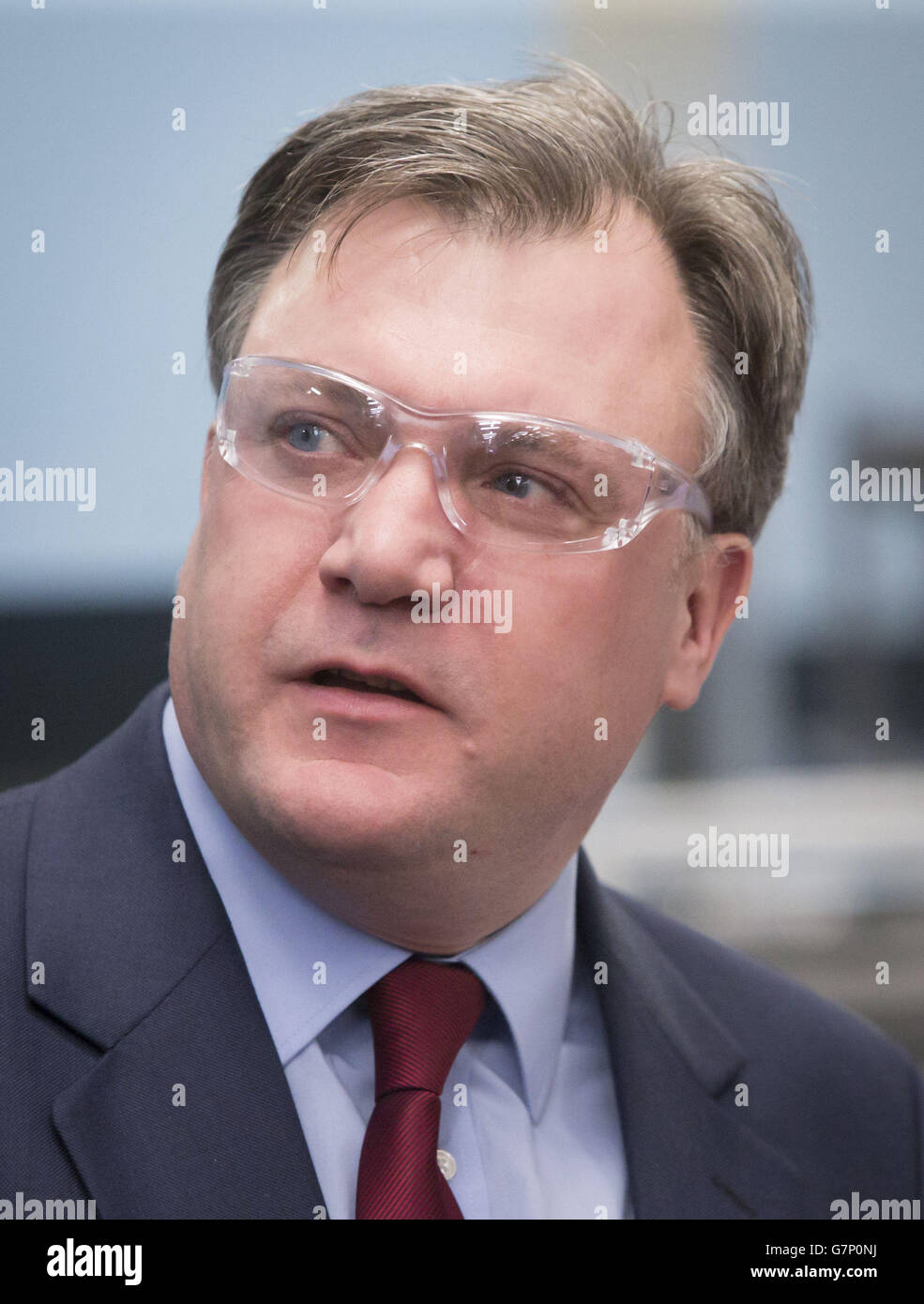 Shadow Chancellor Ed Balls during a visit to Walker Precision ...