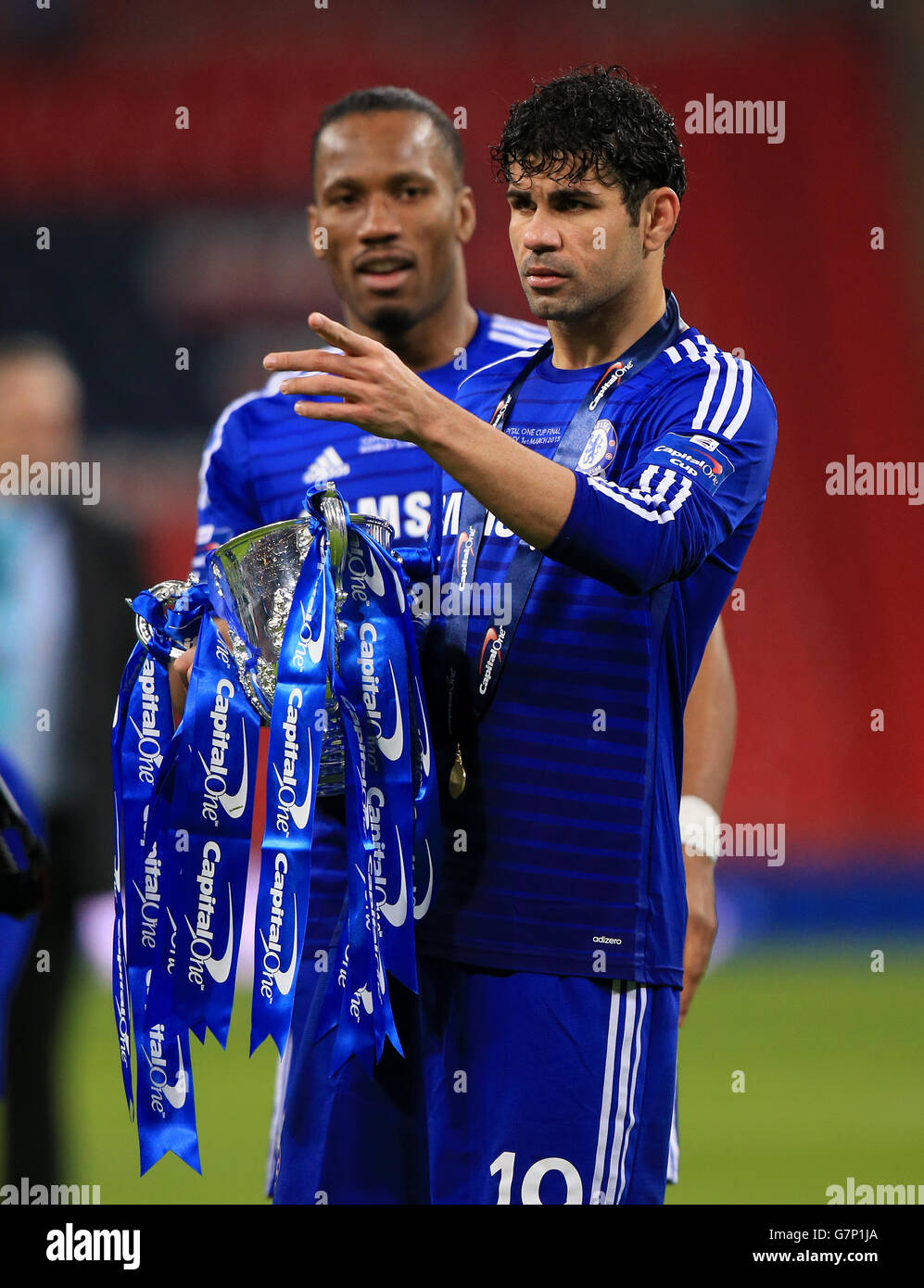 Chelsea's Diego Costa (right) and Didier Droga with the trophy after ...