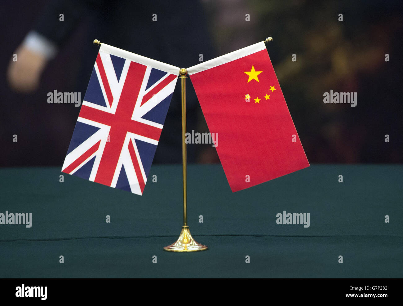 The union flag and the flag of the People's republic of China during ...