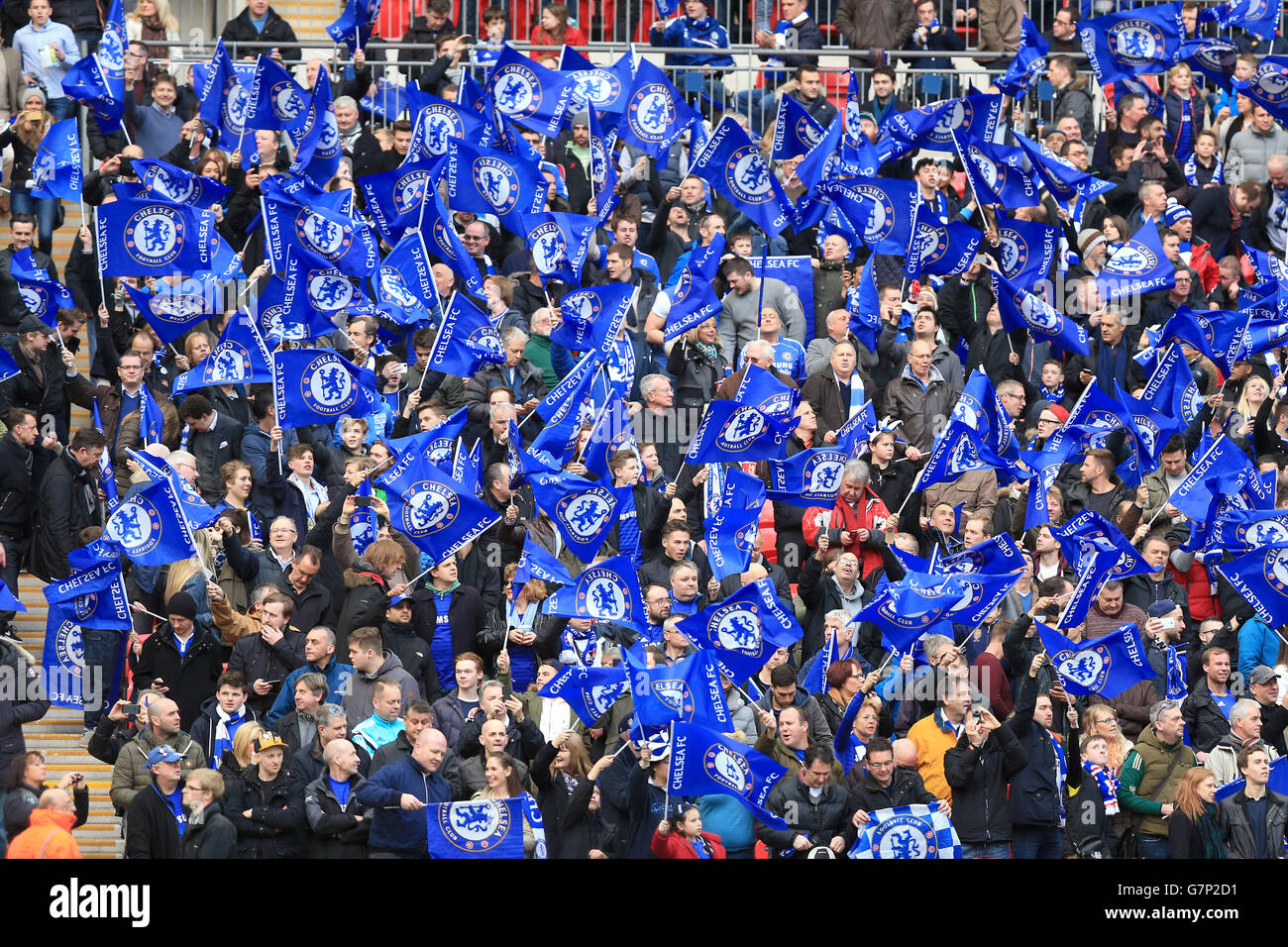 Chelsea football fans stadium flags hi-res stock photography and images ...